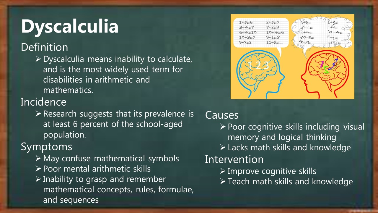 Dyscalculia Definition Incidence Symptoms Types Causes Intervention Dyscalculia Definition Incidence Symptoms Types Causes Intervention